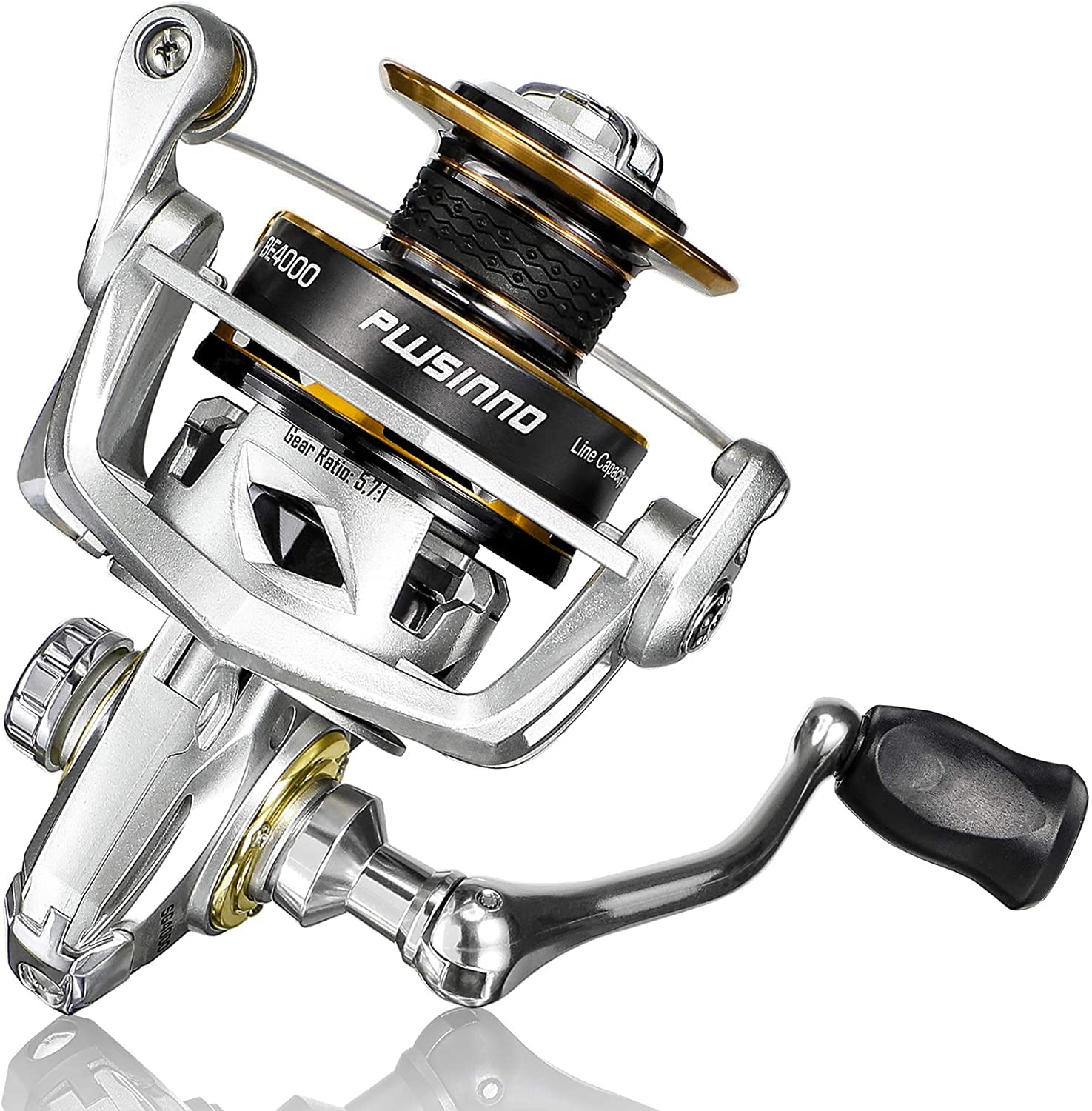 PLUSINNO Fishing Reel, 5.7:1 High Speed Spinning Reel,9 +1BB,Premium Drag System with17-22 LB Max Drag,Ultra Smooth Powerful, Lightweight Graphite Frame, CNC Aluminum Spool for Saltwater Freshwater-J