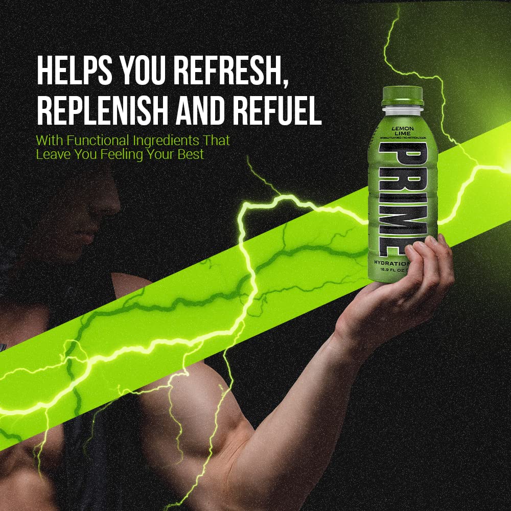 Prime Hydration Sports Drink Variety Pack - Energy Drink, Electrolyte Beverage - Lemon Lime, Tropical Punch, Blue Raspberry - 16.9 Fl Oz 6 Pack Packaged by BOOLS