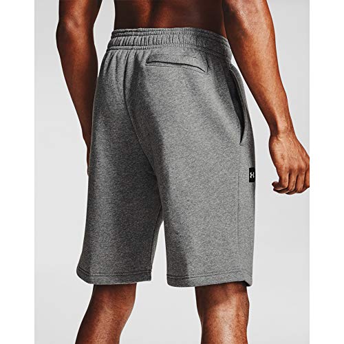 Under Armour Men's Rival Fleece Shorts , Pitch Gray Light Heather (012)/Onyx White , Large