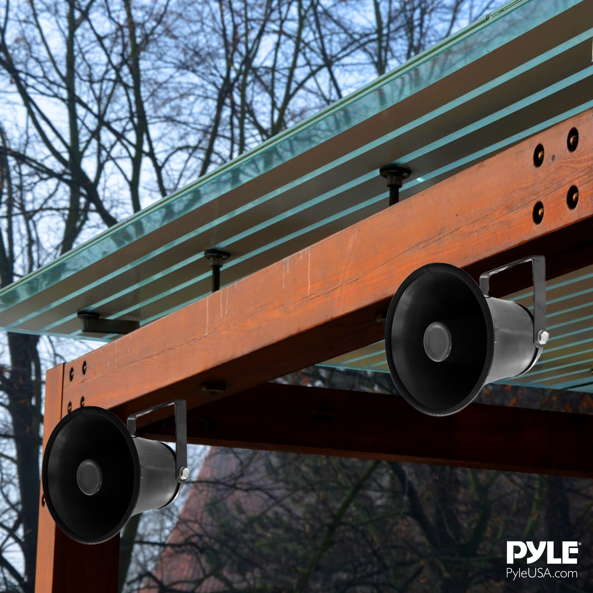 Pyle Indoor / Outdoor PA Horn Speaker - 8.1β Portable PA Speaker with 8 Ohms Impedance & 50 Watts Peak Power - Mounting Bracket & Hardware Included - Pyle PHSP8K,Grey