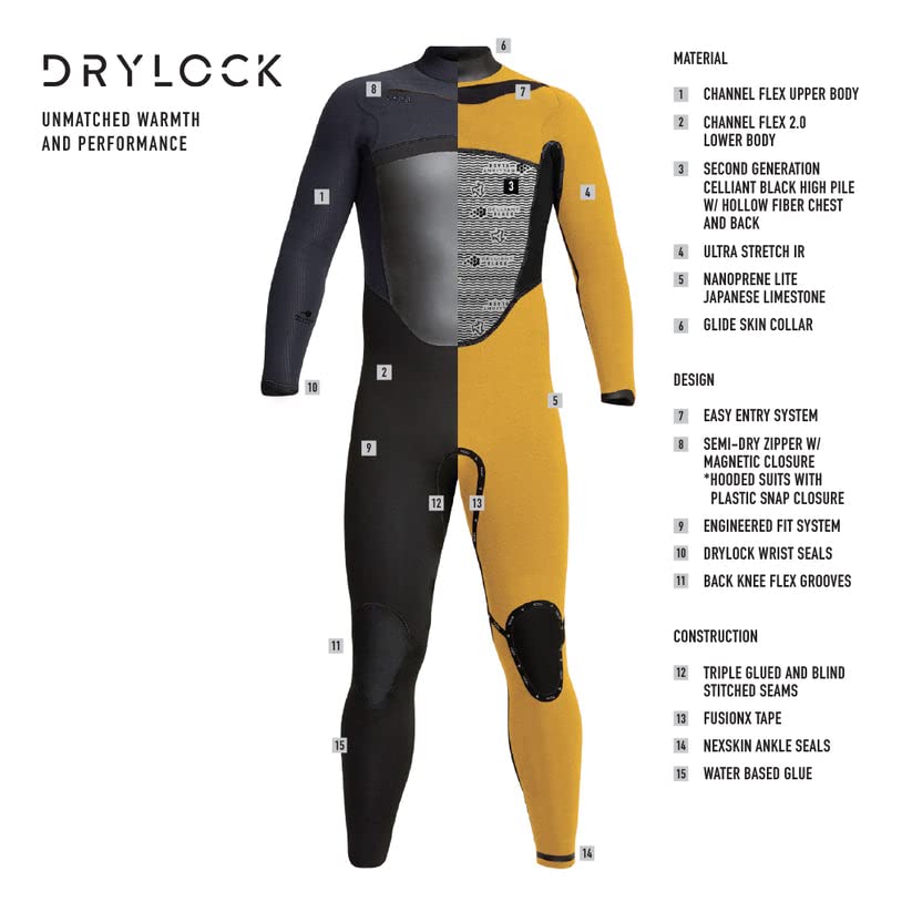XCEL Mens Drylock 4/3mm Fullsuit (Black '21, Large Tall)
