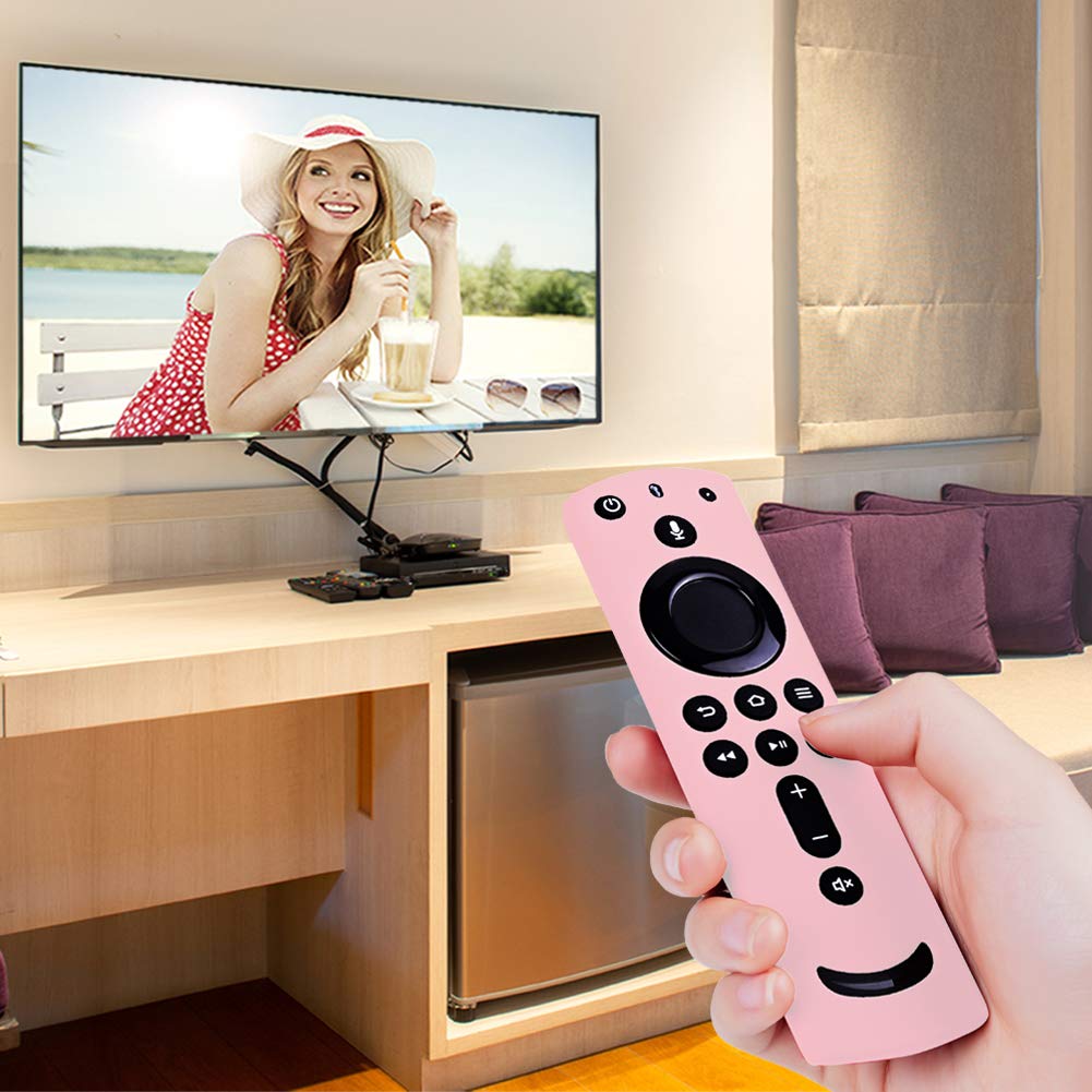 Remote Cover for Fire TV Stick 4K, Silicone Remote case for Fire TV Cube/Fire TV(3rd Gen) Compatible with All-New 2nd Gen Alexa Voice Remote Control, Lightweight Anti-Slip Shockproof (Pink)