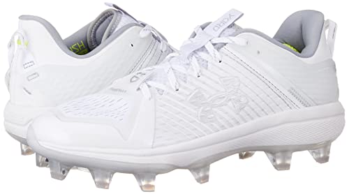 Under Armour Men's Yard Low MT TPU Baseball Cleat, (100) White/White/Metallic Silver, 8.5