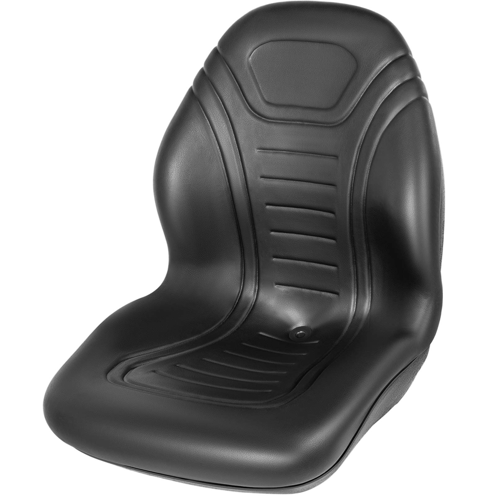 VEVOR Universal Tractor Seat Replacement, Compact High Back Mower Seat, Grey Vinyl Forklift Seat, Central Drain Hole Skid Steer Seat with Mounting Bolt Patterns of 8" x 11.5" & 11.25" x 11.5"