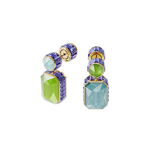 SWAROVSKI Chroma Asymmetrical Reversible Drop Earrings, Multicolored Crystals on a Gold-Tone Finish Setting, Part of the Swarovski Chroma Collection
