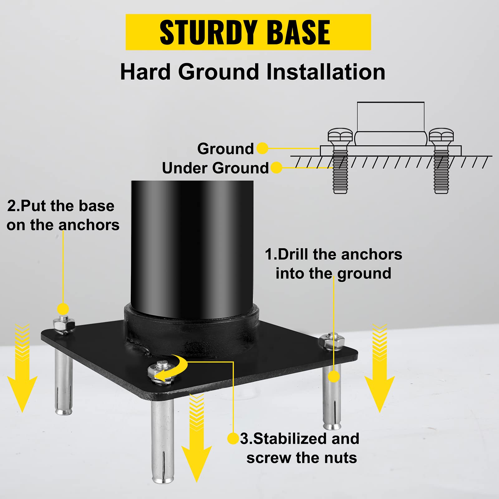 VEVOR ZYPZCG1 Sun Shade Post, Black