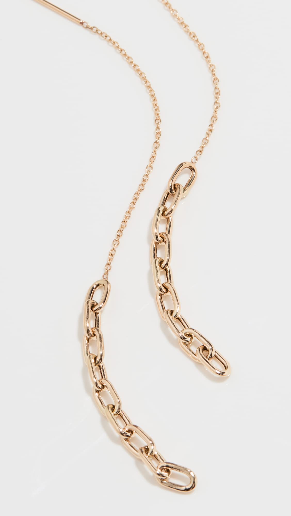 Zoe Chicco Women's 14k Medium Square Oval Link Chain Drop Threaders, Yellow Gold, One Size