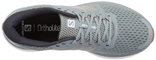 Salomon VECTUR Road Running Shoes for Men, Lead/White/Cherry Tomato, 7.5
