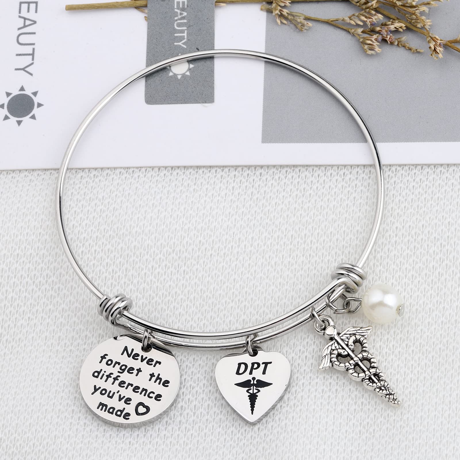 WSNANG DPT Bracelet Doctor of Physical Therapy Graduation Gift Never Forget The Difference You've Made DPT Graduate Gift (DPT Difference BR)