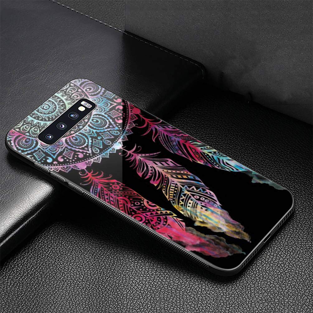 Phone Case for Samsung Galaxy A40 Cover,Tempered Glass Back Cover Soft Silicone Anti Scratch Bumper Design LB-3 Dream Catcher Watercolor Dreamcatcher Protective Case
