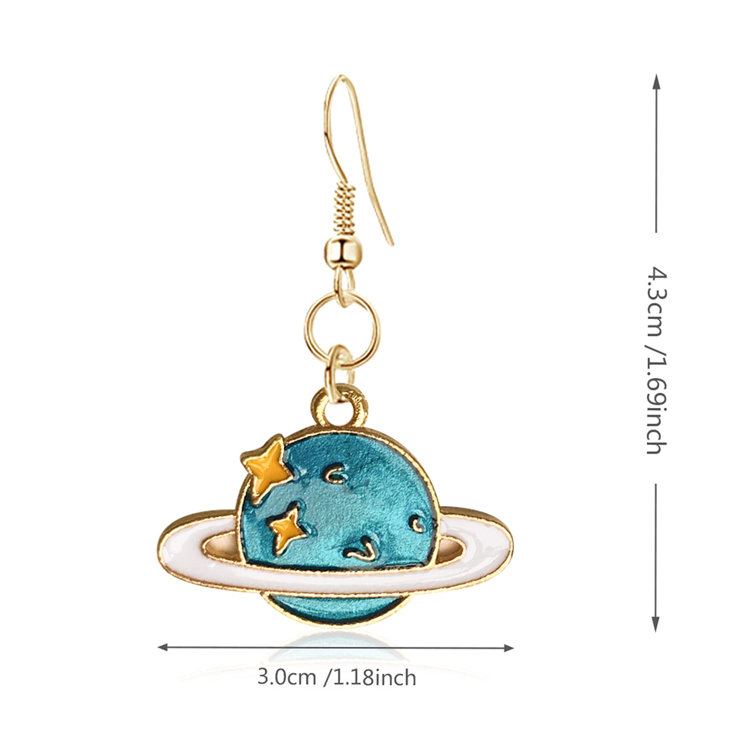 WUWEIJIAJIA Unique Creative White Astronaut Stud Earrings Asymmetric Spaceman Star Moon Earrings Blue Planet Cloud Stud Dangle Earrings (Style-8)
