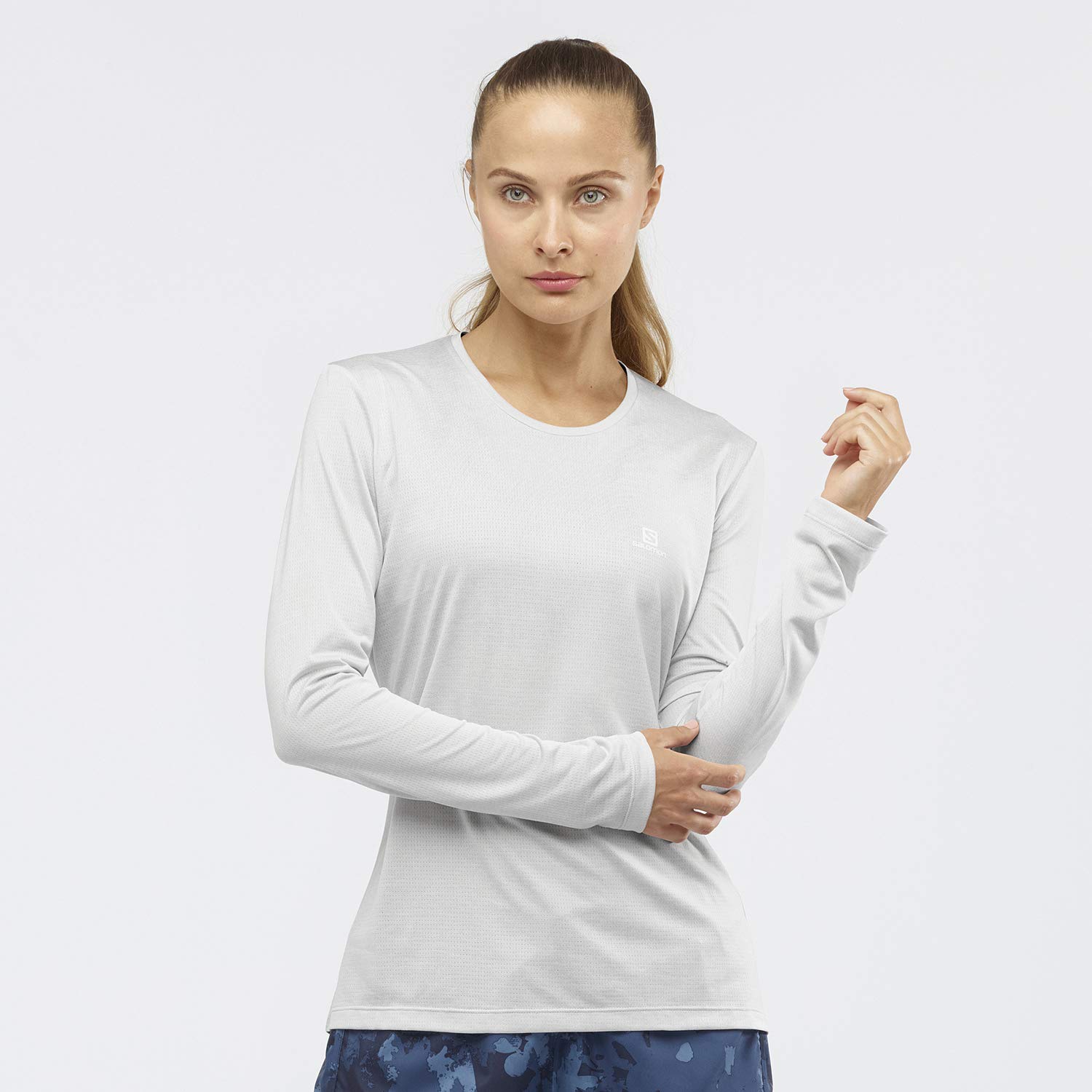 Salomon Women's Standard Shirt, Light Grey Sag, L