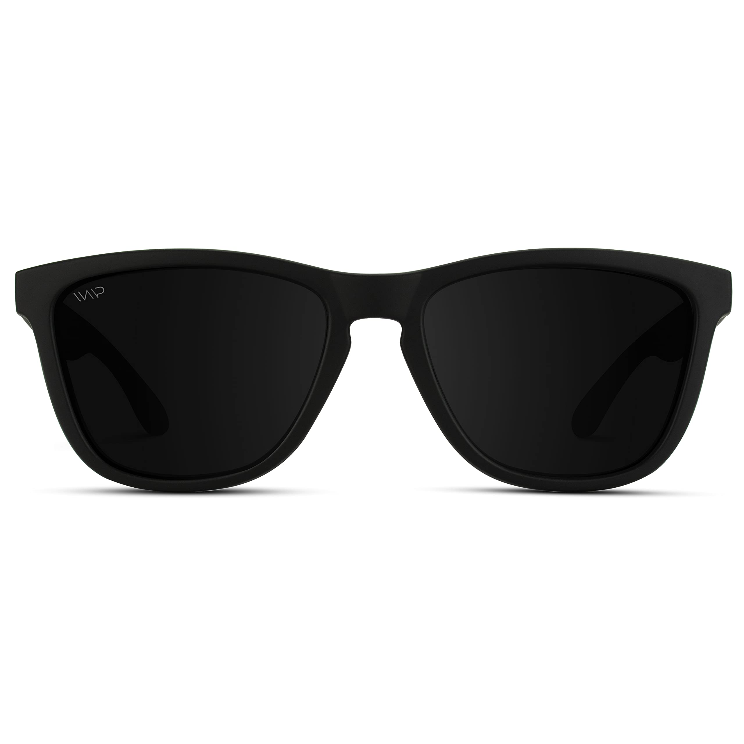 WearMe Pro - Polarized Square Active Running Women Men Classic Mirrored Sunglasses (Black Frame/Black Lens, 60)