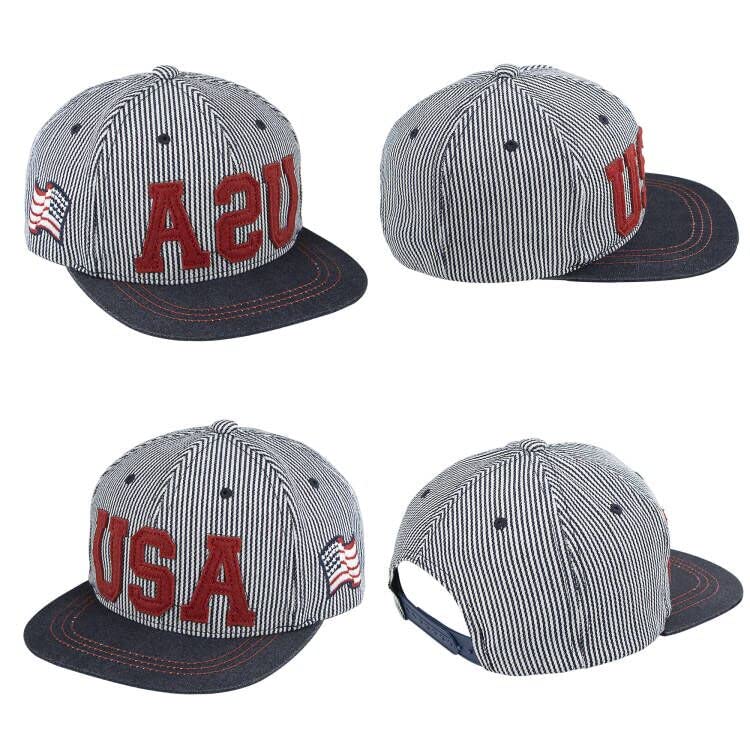 Toddler-Striped-Baseball-Hat American-Flag Snapback Hat Boys Cotton Sun Hat (Blue, 2-6Years)