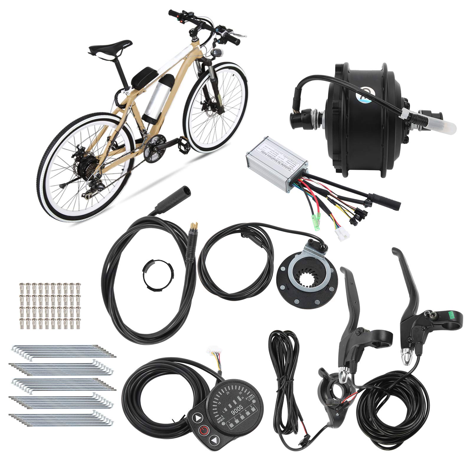 VGEBY 36V 250W EBike Conversion Kit, Electric Bicycle Conversion Parts with Controller Bike Meter Thumb Hub Motor Compatible with 20in Bike Wheel(Front Drive) Riding