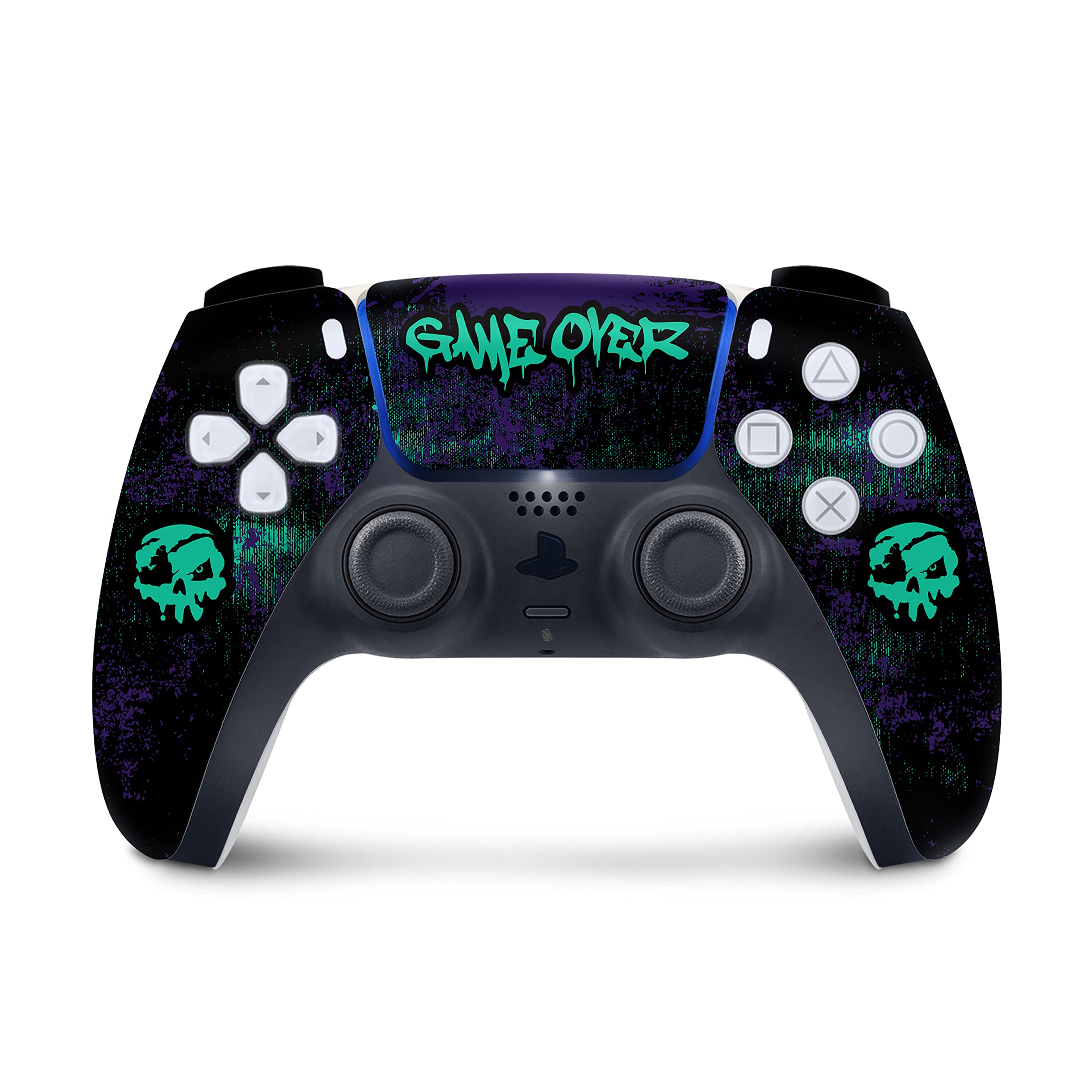 PS5 Game over Skin for PlayStation 5 Console and 2 Controllers, Black skulls skin Vinyl 3M Decal Stickers Full wrap Cover (Disk Edition)