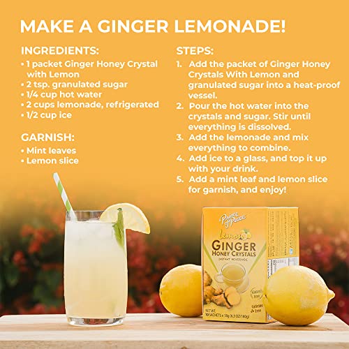 Prince of Peace Instant Lemon Ginger Honey Crystals, 2 Pack of 30 Sachets – Instant Hot or Cold Beverage – Easy to Brew Ginger and Honey Crystals