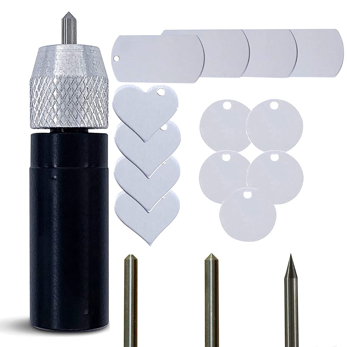 Zoleland Silhouette Cameo 4 Etching/Engraving 3 in 1 Tool Kit with Tips and Metal Stamping Blanks for use in Silhouette Cameo 4