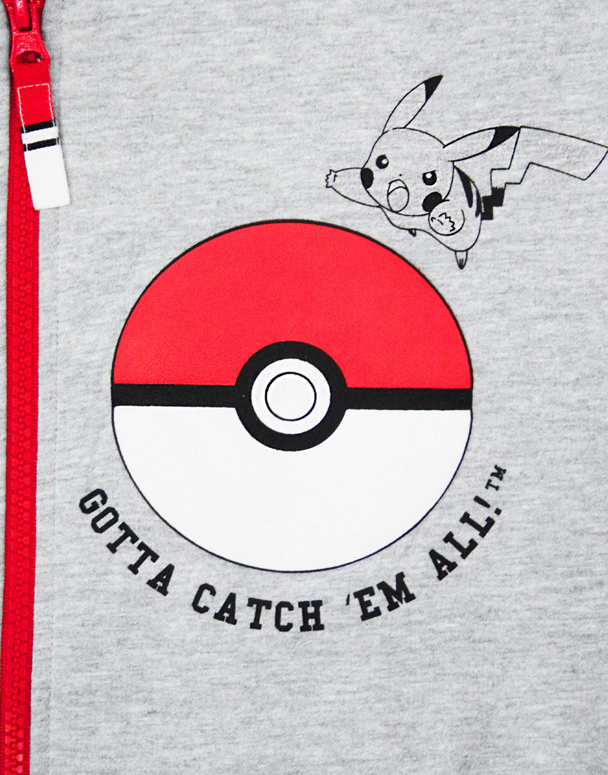 Pokemon Boys Hoodie Zip Up Grey Long Sleeve Hooded Sweater 7-8 Years