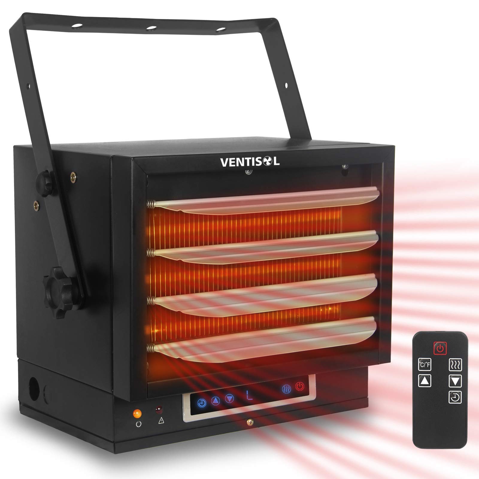 VENTISOL 7500W Electric Garage Heater 240v Heavy-duty Fan-forced Ceiling Mounted Heater With Bracket And Thermostat for Garage, Home,Factory,Basement, With Remote Control