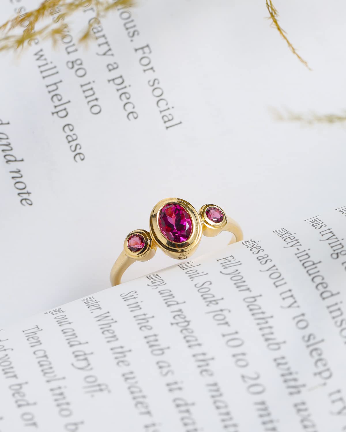 YoTreasure 0.64 Ct. Pink Tourmaline Solid 14K Yellow Gold Promise Ring