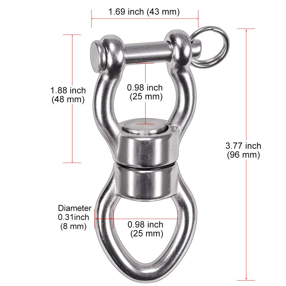SELEWARE Silent Bearing Swing Swivel, 360° Rotational Device Hanging Accessory with Removeable Buckle for Tree Swing, Hammock Chair, Climbing Rope, Yoga, Kids Swing Swivel 1200LB Capacity