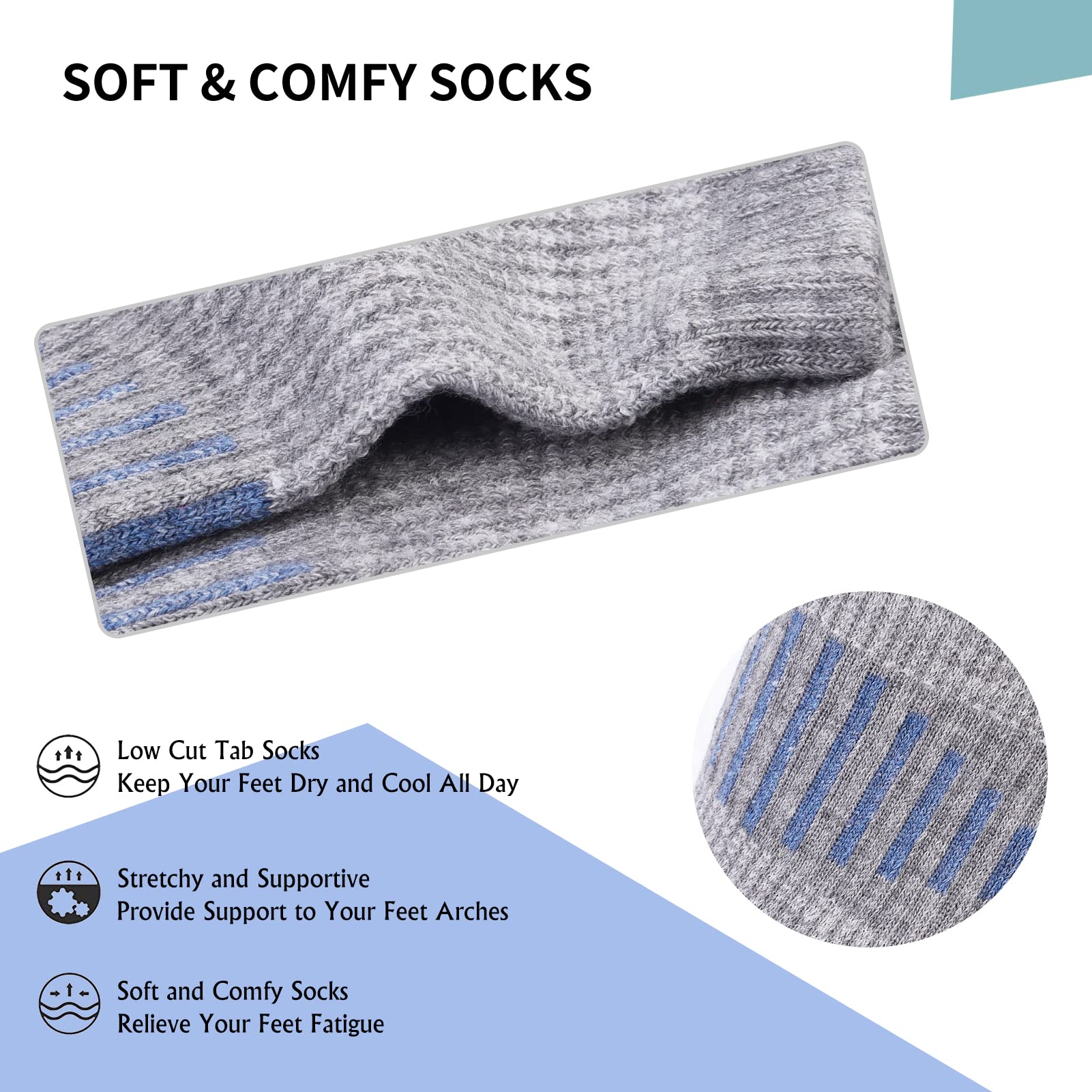 WUKAKA Socks for Womens Ankle Running Socks (6 Pairs) Workout Sports Socks & Women Ankle Short Socks with Cushioned Sole