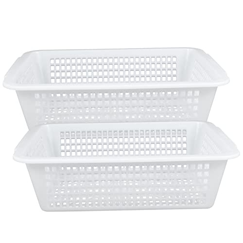 Tofficu 2pcs Storage Basket Document Letter Tray Plastic Folder Paper Storage Organizer Multifunctional File Basket Desk Tray Plastic Basket Tray Folder Basket Barbecue Desktop White Abs
