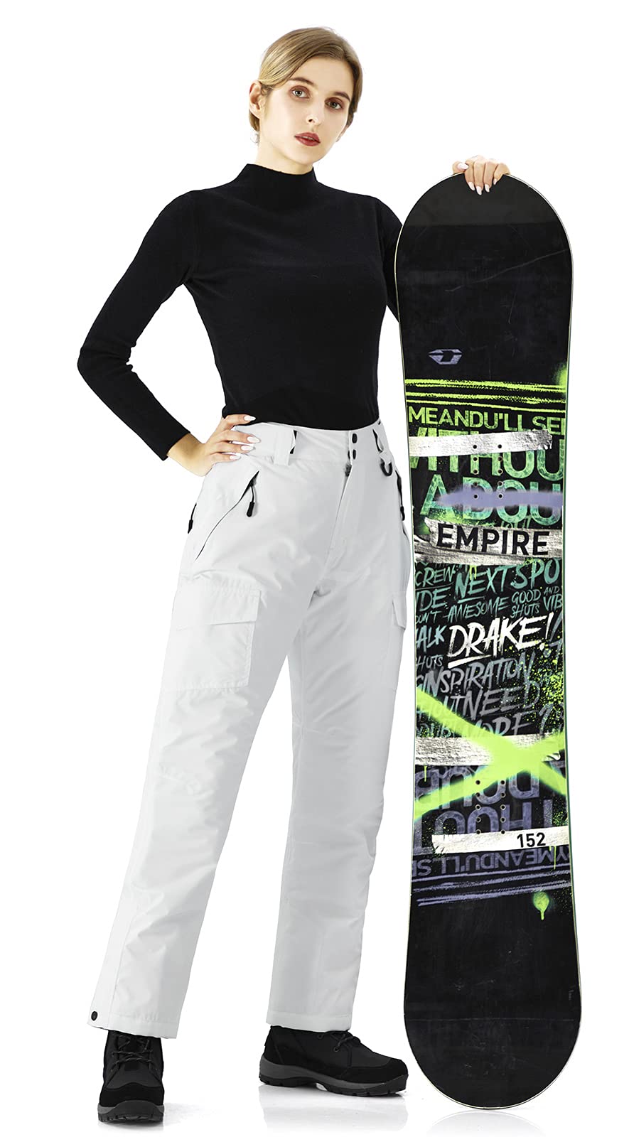 WULFUL Women's Insulated Snow Ski Pants Waterproof Winter Snowboarding Skiing Cargo Pants