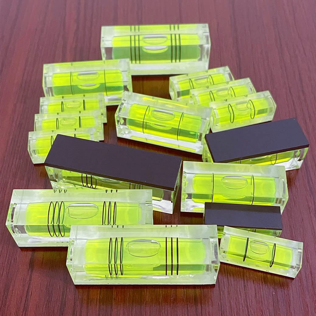 WOYISEPG 5Pcs Magnetic Small Bubble Level Set 29mm/40mm/52mm Multi-sizes Square Spirit Levels Measuring Tools