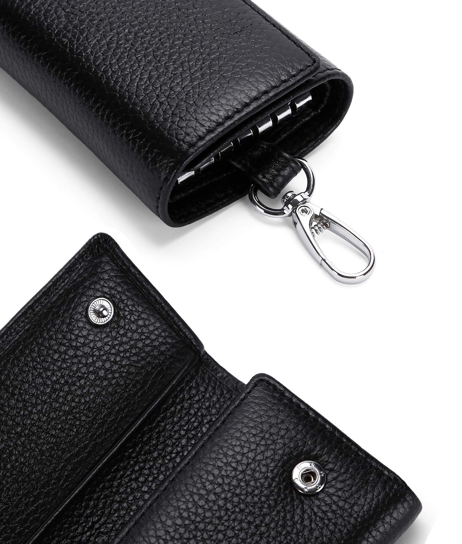 RuoFeng Keychain Key Holder Ring with 6 Hooks Snap Closure (Black)