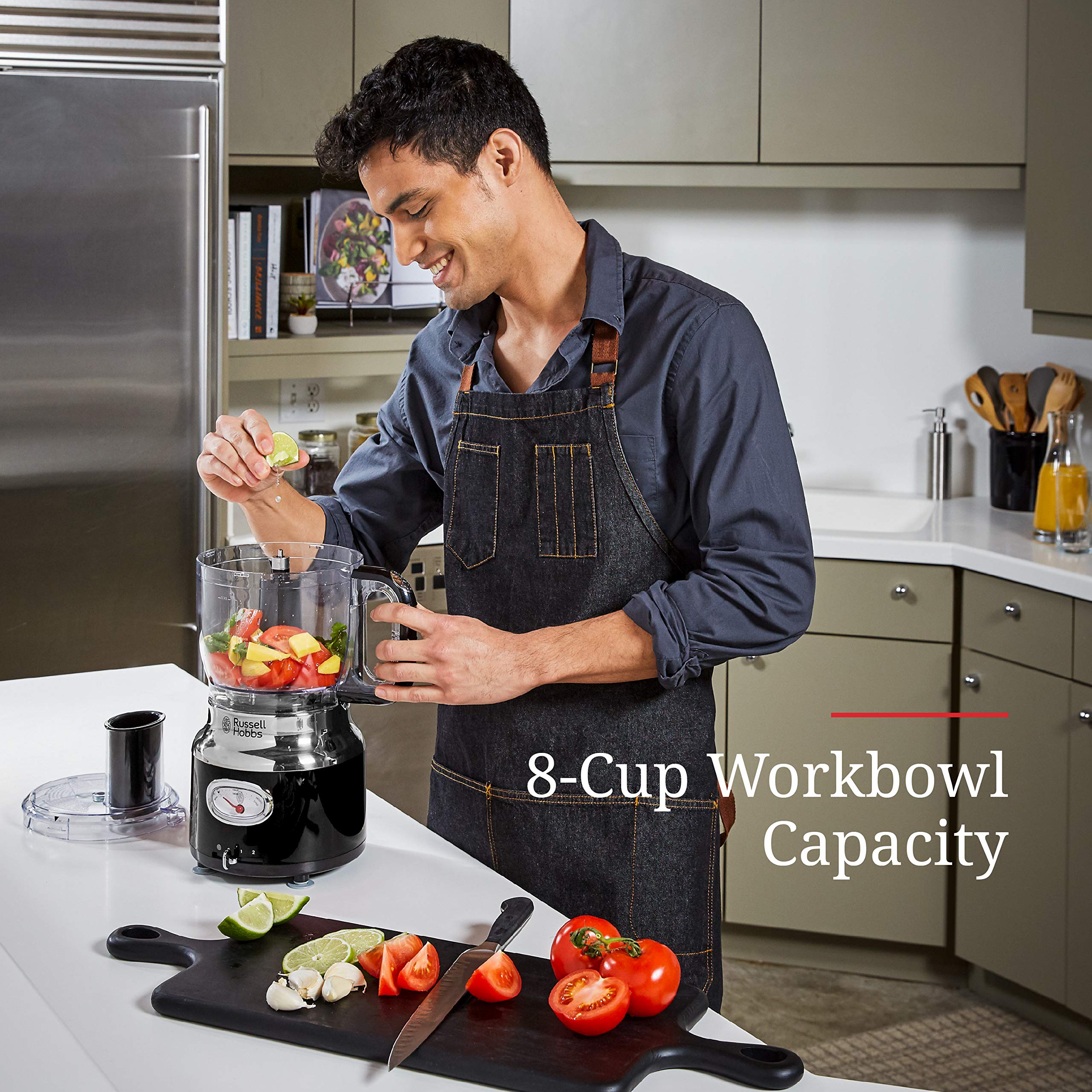 Russell Hobbs FP3100BKR Retro Style Food Processor, 8-Cup (64-oz) Capacity, Black