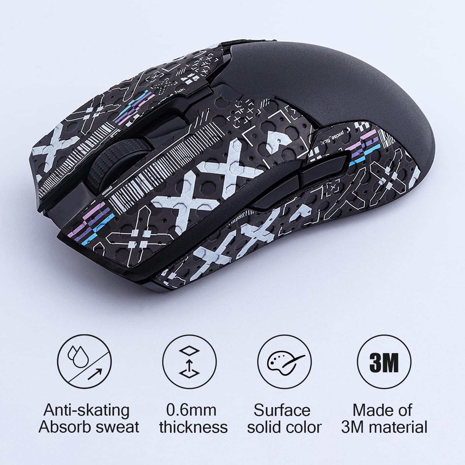 Wunzkii Mouse Grip Tape for Razer Viper/Viper Ultimate, Mouse Side Anti-Slip Stickers Gaming Mouse Skin Pre-Cut, Sweat Resistant, Easy to Apply, Self-Adhesive Design, Professional Mice Upgrade Kit