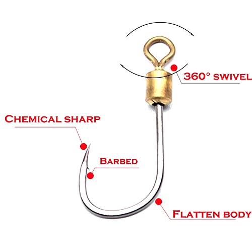 WRLRUILIAN Fishing Accessories 10 Pieces/High Carbon Steel Rotary Cycloaffin Hook Durable Fish Hook Squid Hook Bait Worm Hook Fishing Tools (Size : 5#)