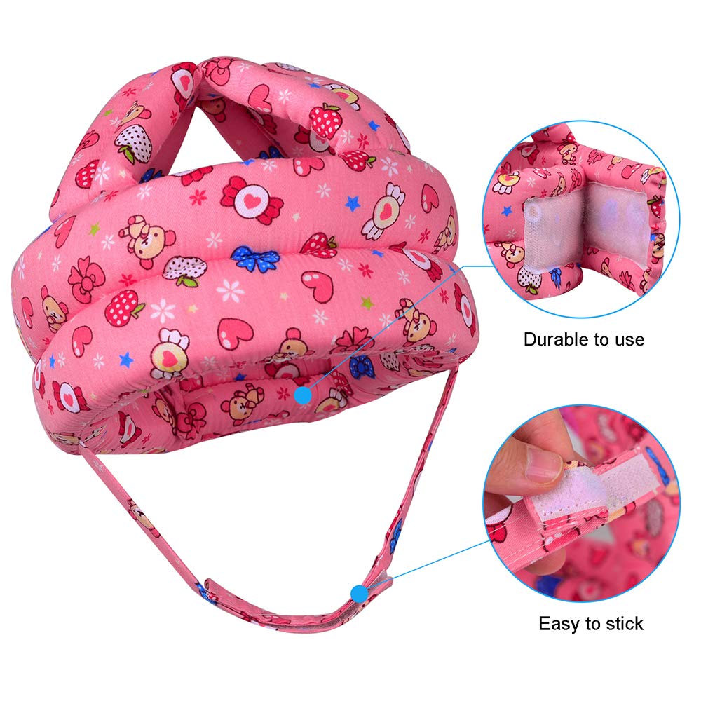 TORASO Baby Helmet & Baby Knee Pads for Crawling,Infant Helmet & Walking Baby Helmet,for Age 6-36 Months, Pink Candy(A)