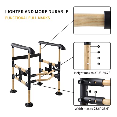 Toilet Safety Rail for Elderly, Adjustable Detachable Frame, Toilet Safety Frame for Elderly & Handicapped - Elderly Assistance Products, 4 Replacement Suction Pads, Enhances Stability