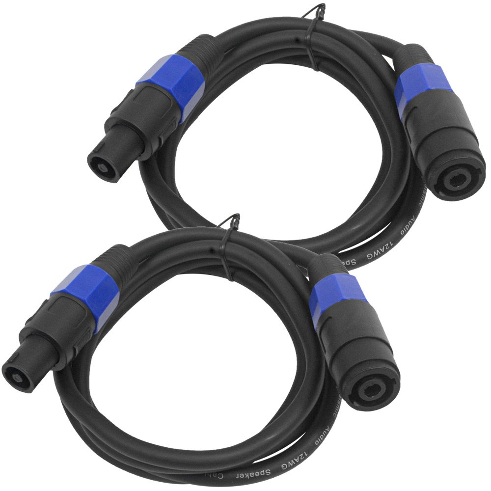 Seismic Audio - SPXC-6-2Pack - Pair of 6 Foot Professional Speakon Extension Cables - Speakon Male to Speakon Female - 12AWG 2 Conductor Speakon Extension Cables