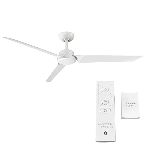 Roboto Smart Indoor and Outdoor 3-Blade Ceiling Fan 62in Matte White with Remote Control works with Alexa, Google Assistant, Samsung Things, and iOS or Android App