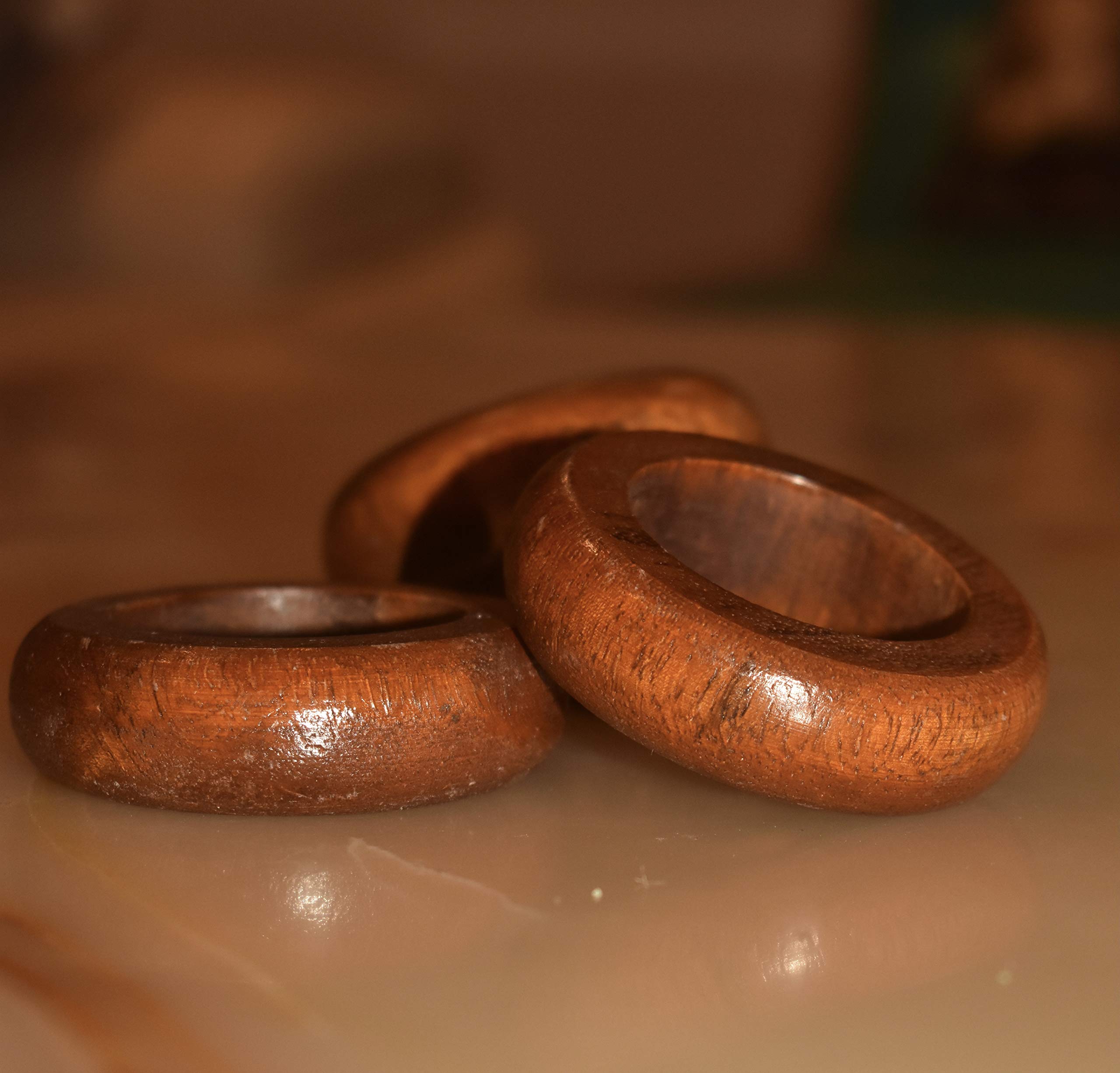 UNI_CRAFTS Handmade Wood Napkin Ring Set Dinner Table & Wedding Party Decoration (Brown, 6)