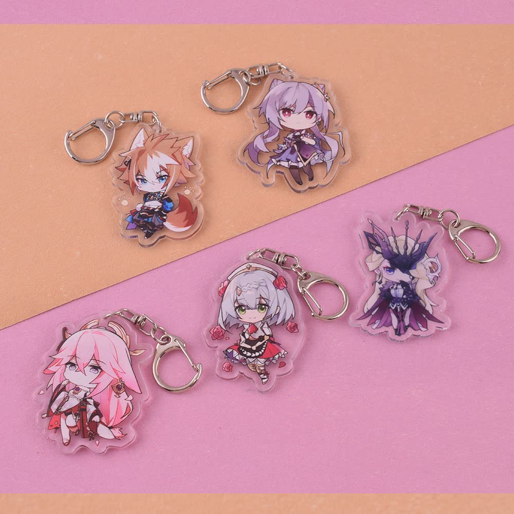 XHWUDI Genshin Impact keychain Set - Acrylic Keychain 30 Pack Genshin Anime Keychains with Key ring for men and Women