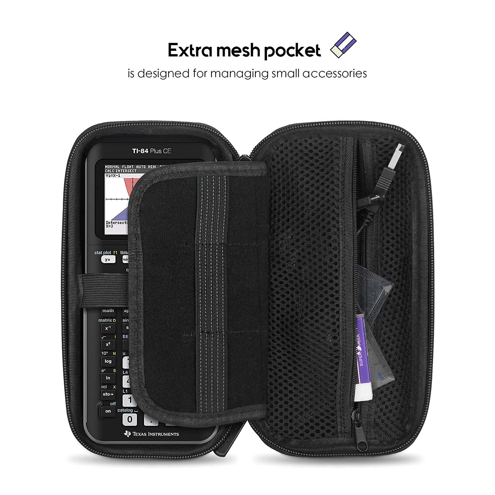 ProCase Hard EVA Case for Texas Instruments Ti-84 Plus CE Bundle with Portfolio Business Padfolio Folder with Zipper
