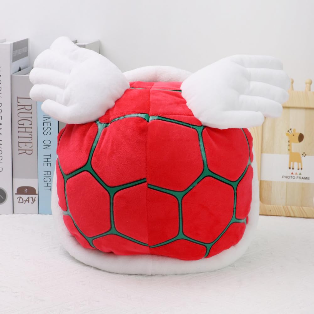 RGVV Koopa Paratroopa Backpack with White Wings Turtle Shell Red Soft Stuffed Cartoon Plush Toys 12“ (Red Troopa)