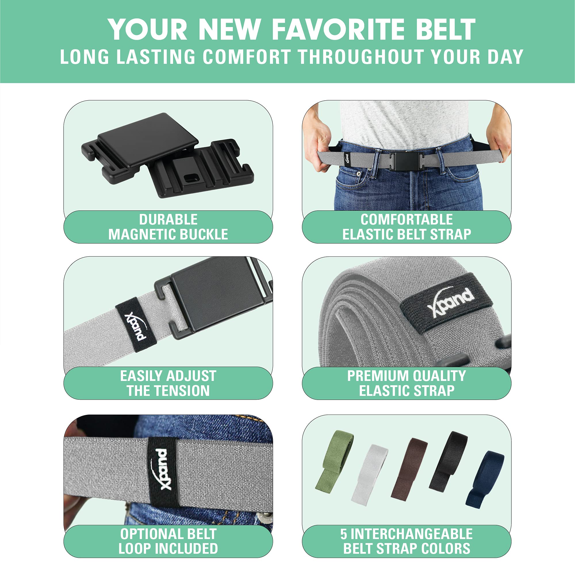 Xpand Urban Belt No-Show Elastic Belt w/Magnetic Quick Release Buckle