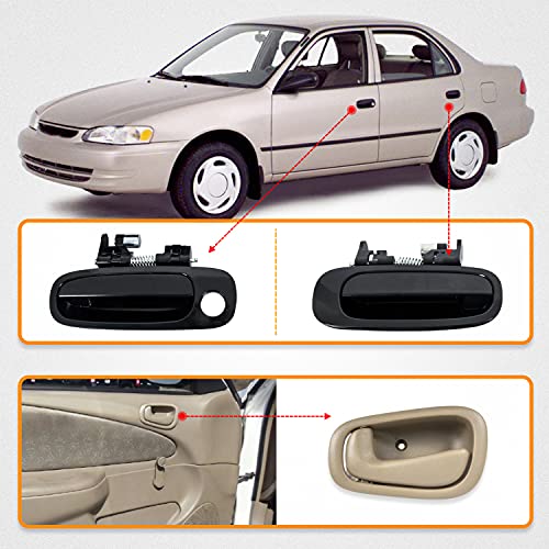 Wztepeng 8Pcs Door Handle Interior Exterior Door Handles Set Front Rear Driver & Passenger Side Compatible withToyota Corolla Chevy Prizm 1998 1999 2000 2001 2002