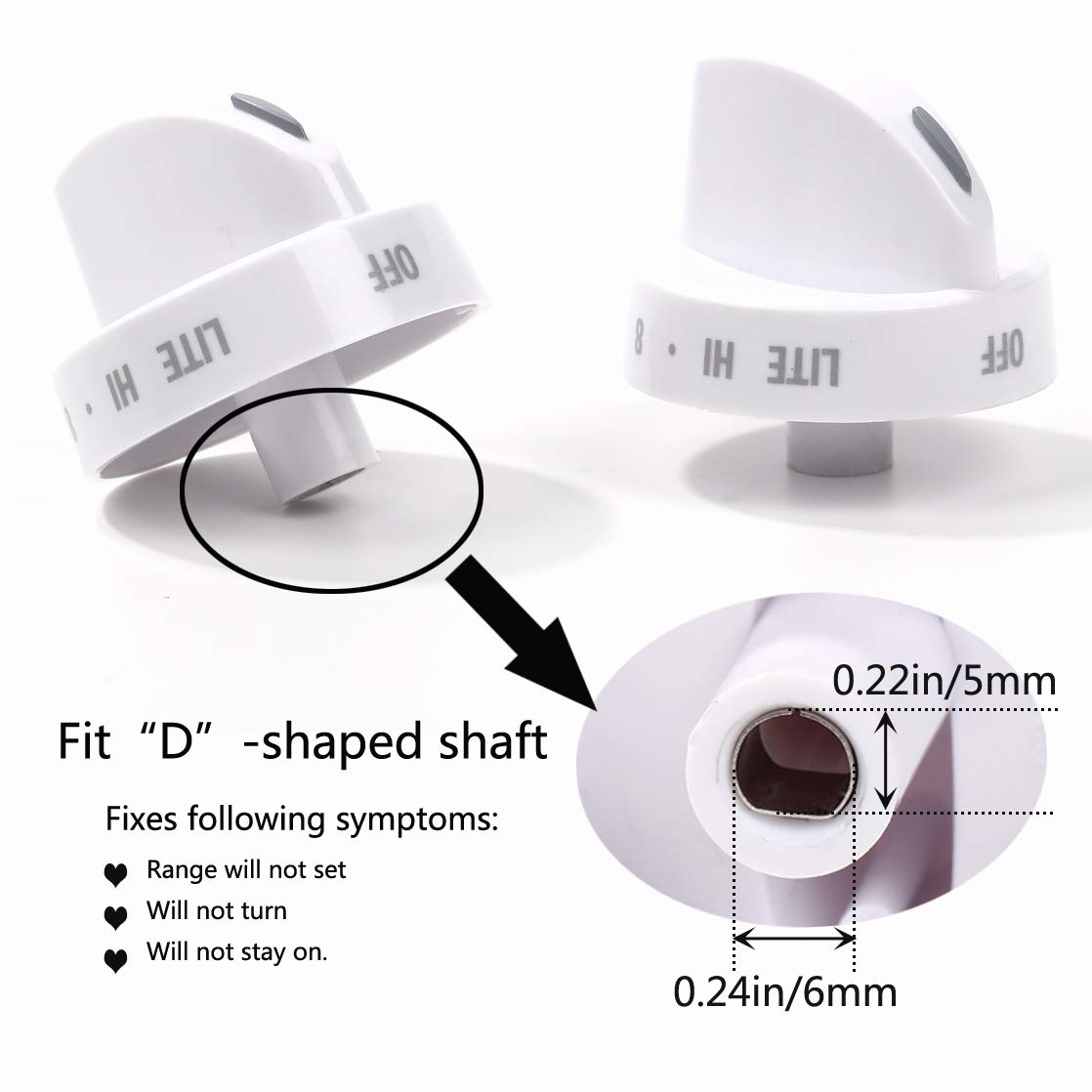 Reyhoar Range Surface Burner Knob Replacement Part 316442512 Compatible with Frigidaire & Kenmore & Sears Range Oven - Replaces PS2332410, AP4327159, FRG316442512, 1 Pcs, White