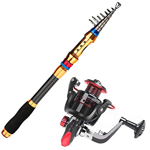 Telescopic Fishing Rod Reel Combo Saltwater Freshwater Surfing Spinning Pole Carbon Fiber 9ft