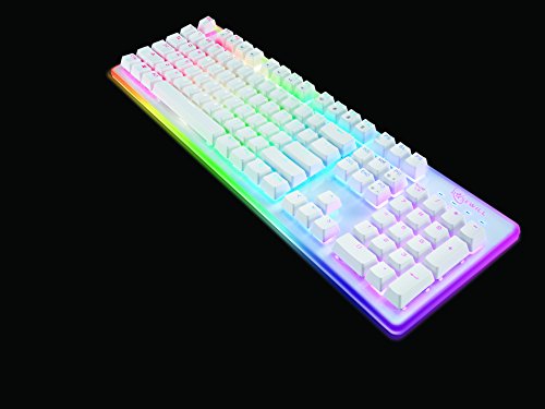 ROSEWILL Gaming Keyboard, RGB LED Backlit Wired Membrane Mechanical Feel Keyboard with Removable Keycaps and Wrist Rest