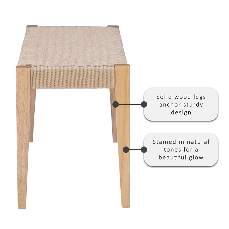 Powell Linon Patty Wood Dining Bench in Natural Brown