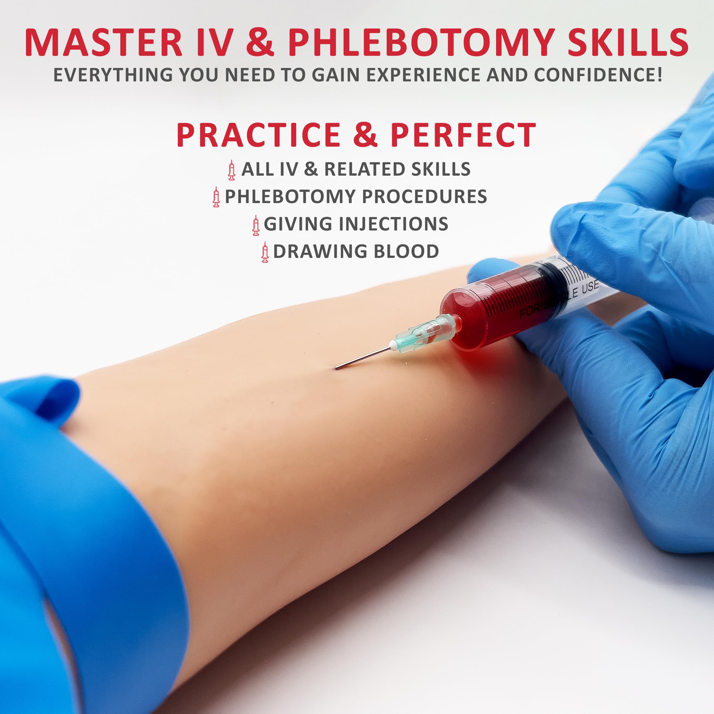 Phlebotomy and IV Practice Kit for Training Nurses and Phlebotomists to Perform Venipuncture Techniques and Procedures with Confidence | Phlebotomy Supplies, IV Supplies, Nursing Student Supplies