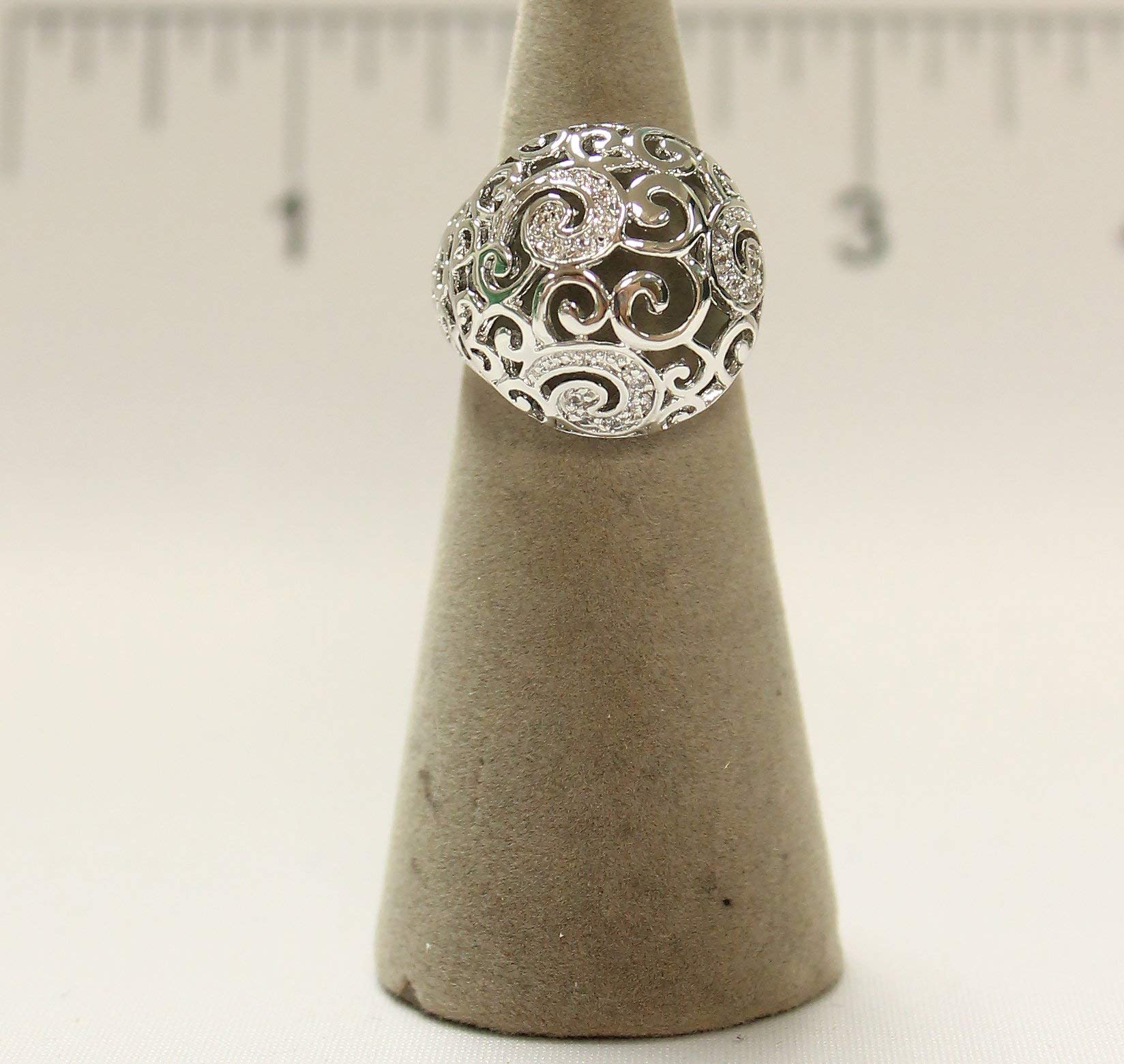 RS Covenant Women's Rhodium Plated Dress Ring Vintage Style Filigree 109 (10)